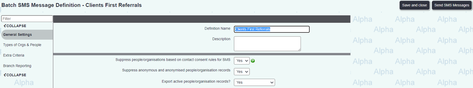 Batch SMS - Charitylog Manual